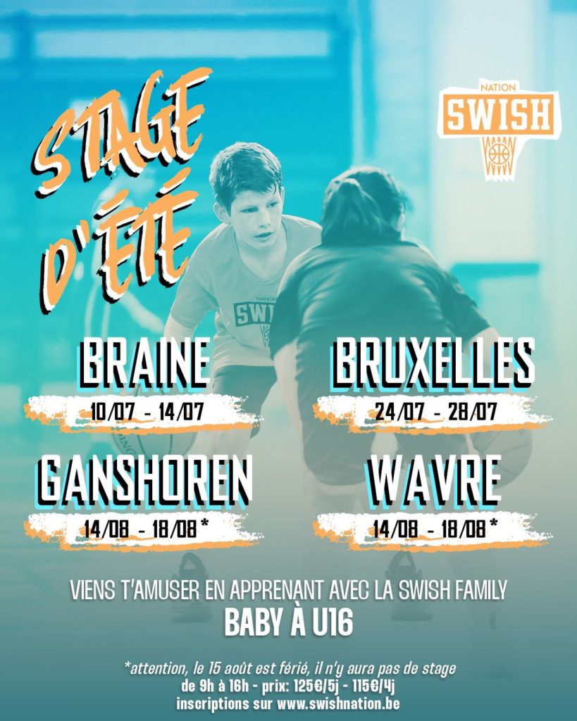 Stage d’été Swish Nation à Wavre | Royal Rebond Ottignies-LLN